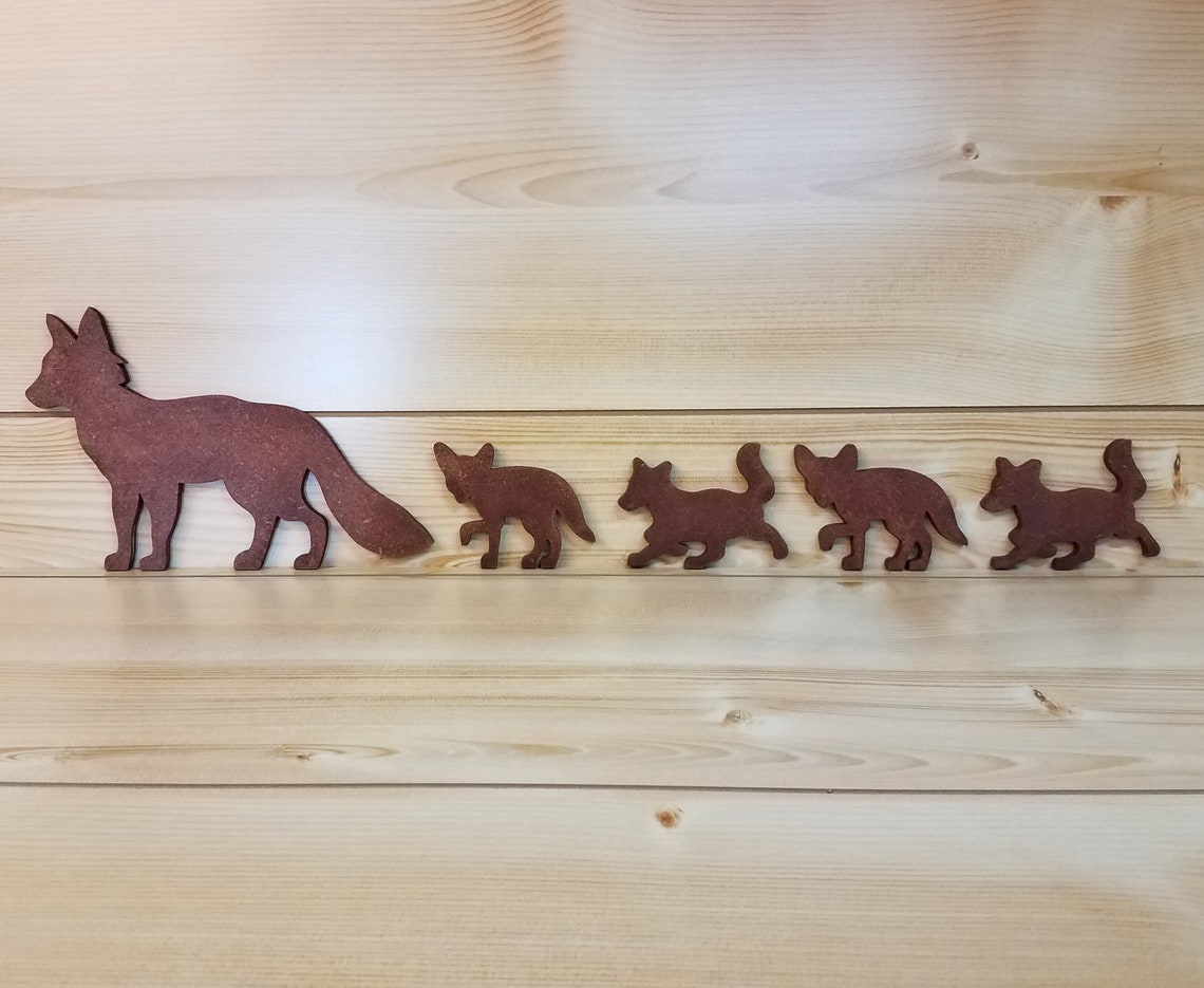 Fox Family of 5 Red Fox Family Wood Fox Family Fox Wall | Etsy