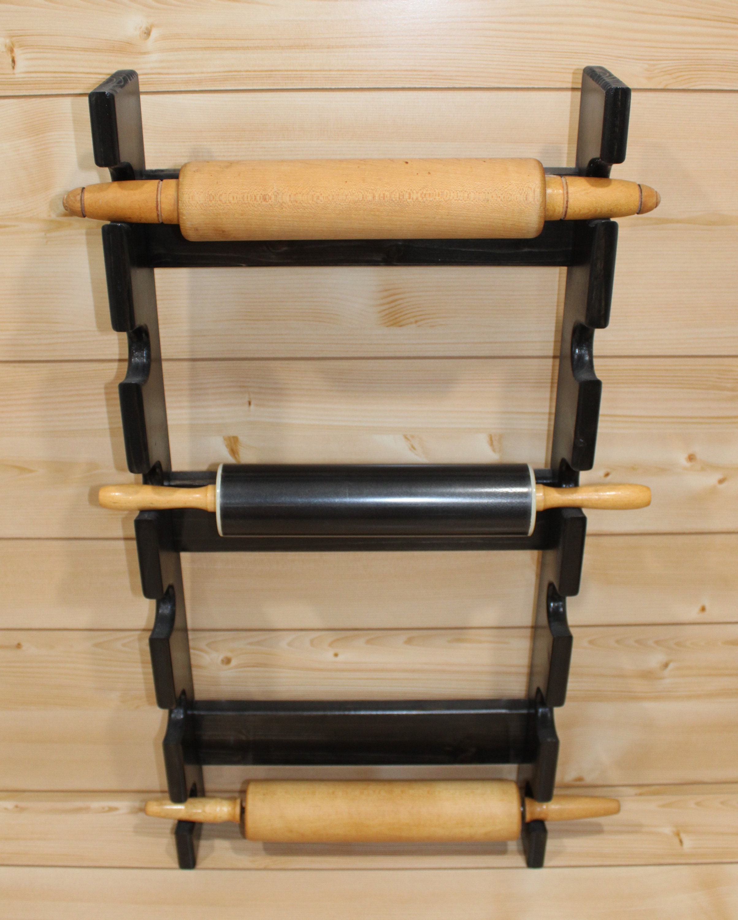 Rolling Pin Rack With Six Slots Black Rolling Pin Rack - Etsy UK