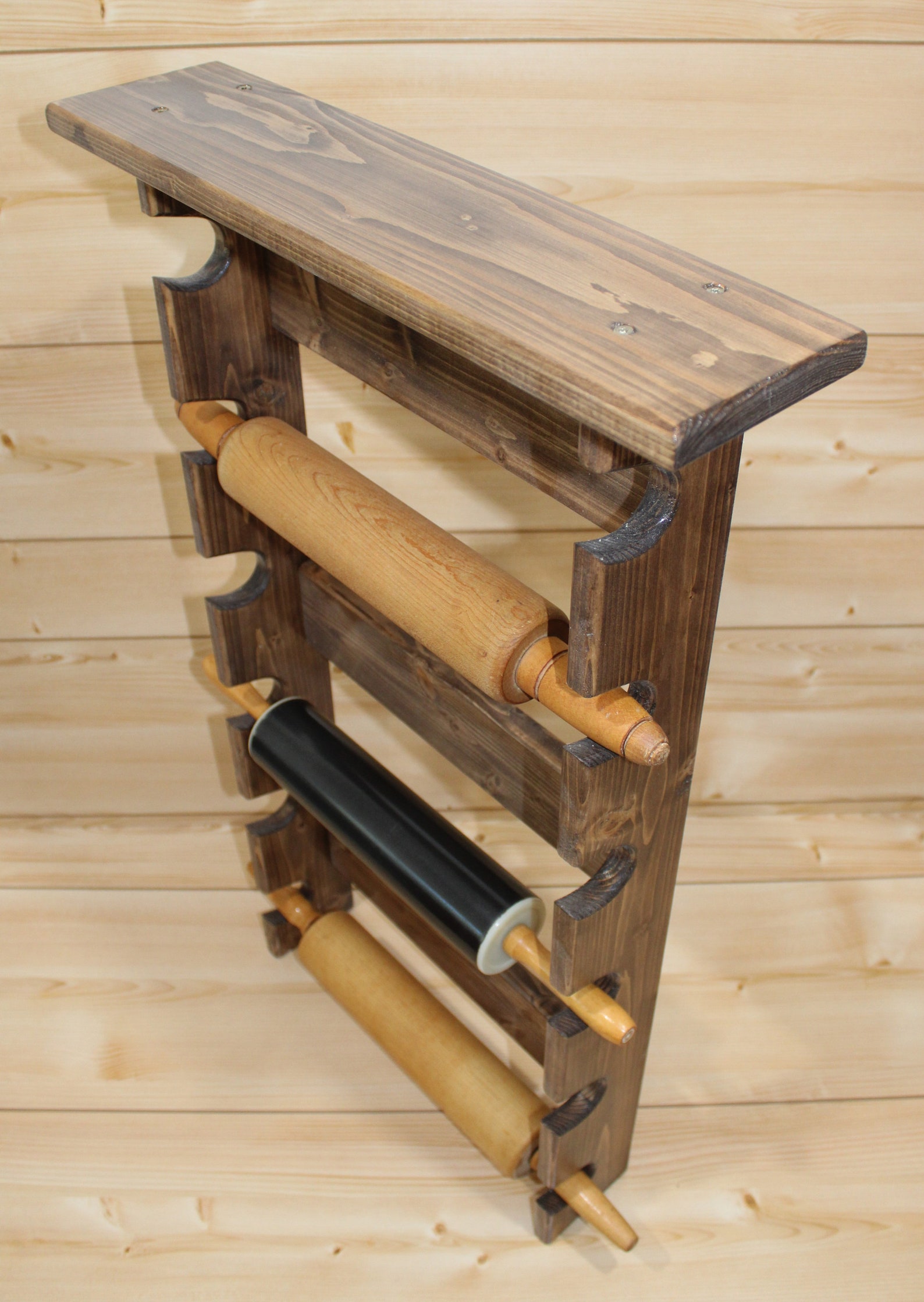 Rolling Pin Rack With Shelf Provincial Rolling Pin Rack With - Etsy