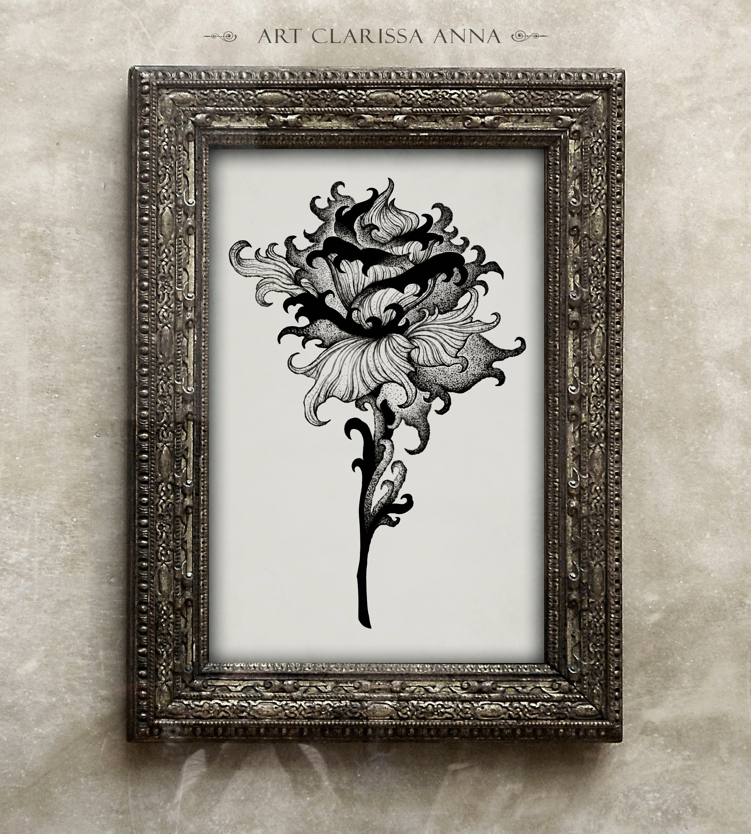 GOTHIC ROSE Art Print Dark Rose | Etsy