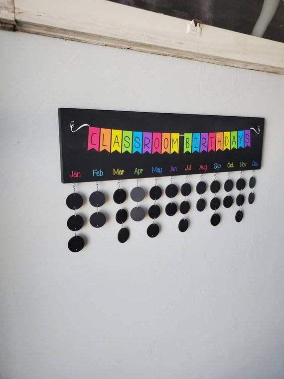 Classroom Birthday Board With Chalk Painted 25 Tags - Etsy