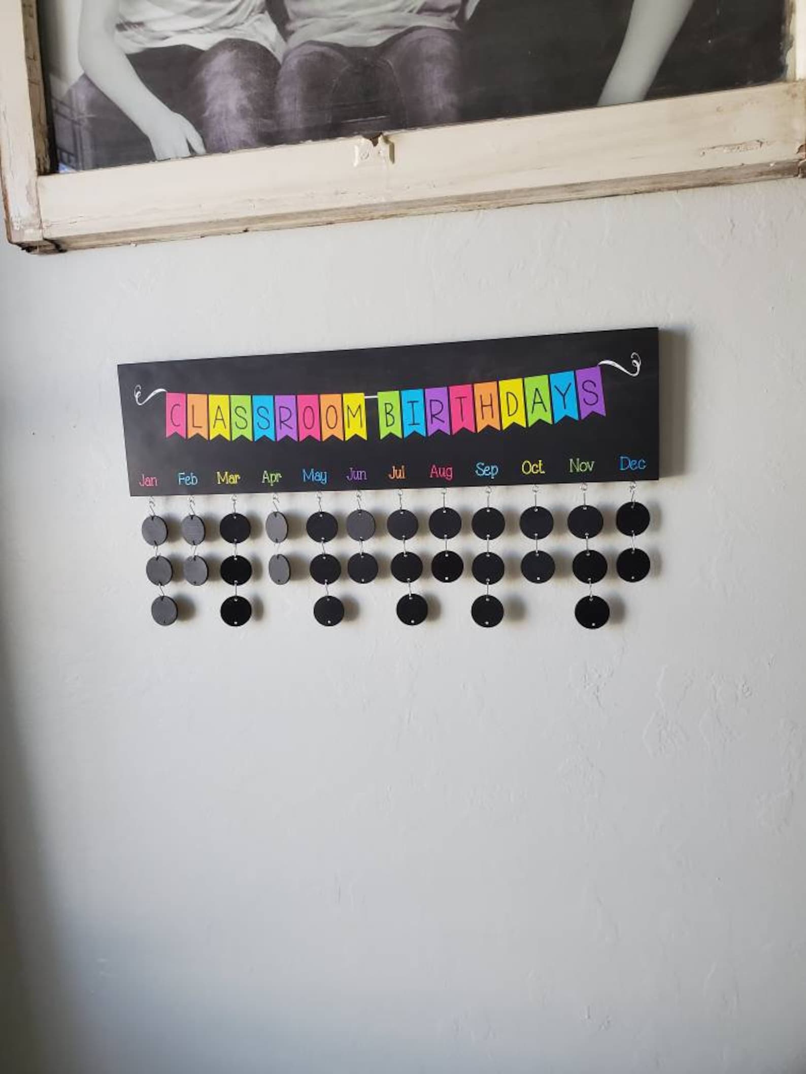 Classroom Birthday Board With Chalk Painted 25 Tags - Etsy
