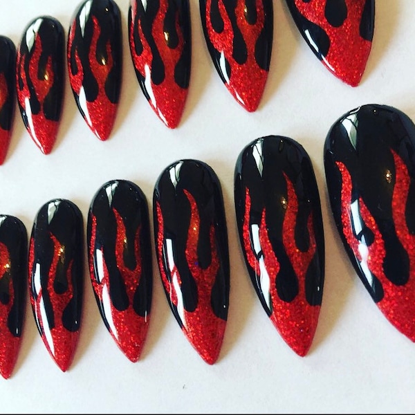 Flame Nails Etsy