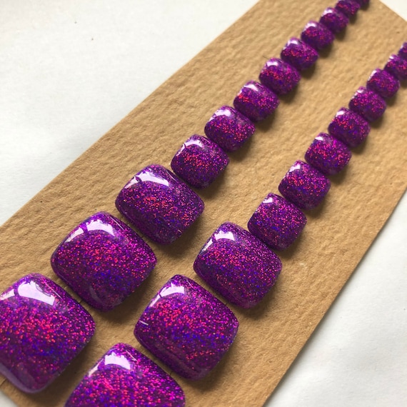 Purple False Toe Nails Summer Nails Fake Toe Nails Press on - Etsy