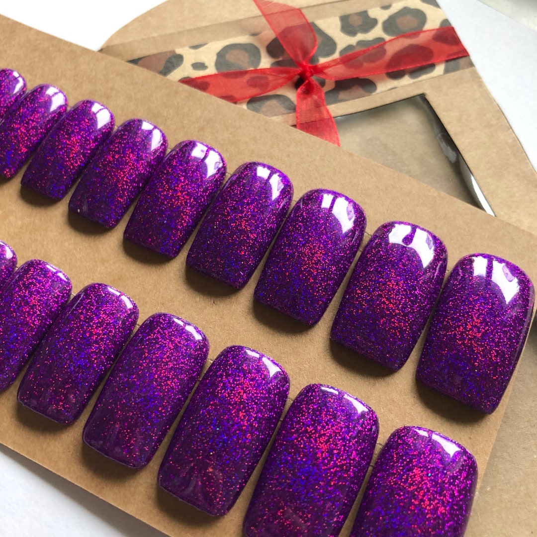 Purple Wide False Nails - Etsy