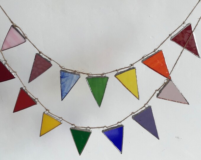 Stained Glass Rainbow Bunting - Etsy