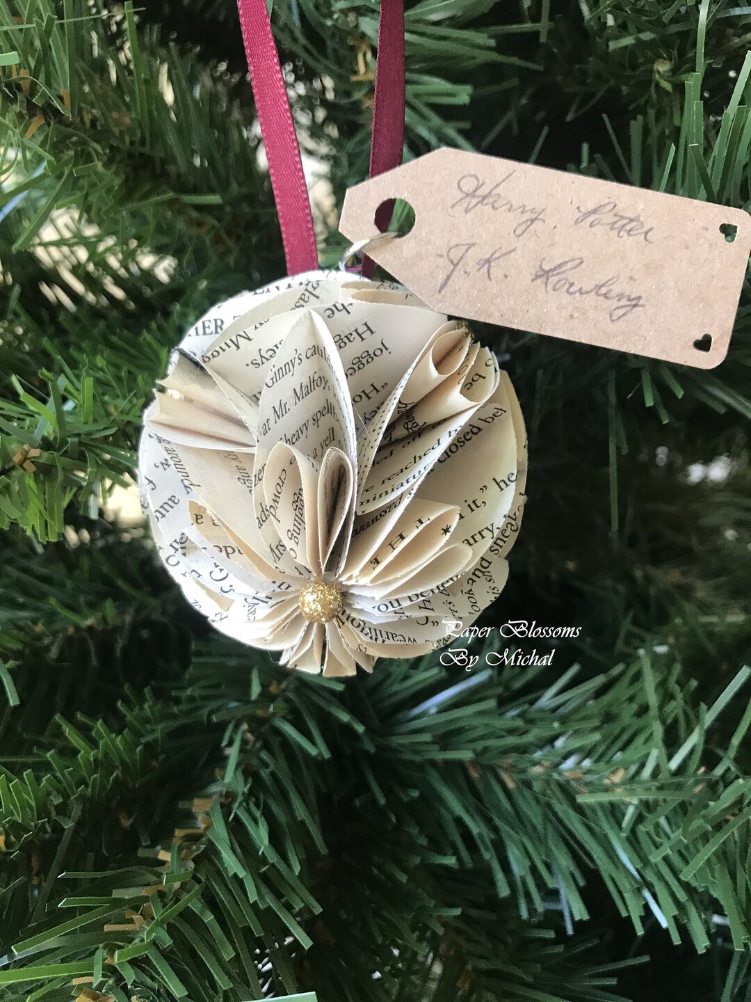 Book Christmas Tree Ornament, Reader Ornament, Bookworm Gift, Gift for ...