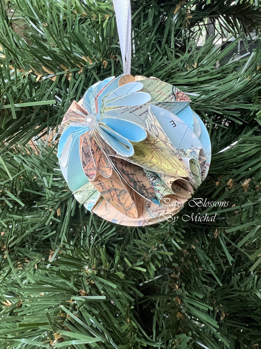 Map Ornament Globe Ornament Map Flowers Teacher Gifts - Etsy