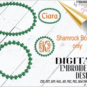 Shamrock Monogram Embroidery Frame Set. Two Sizes Included Circle and ...