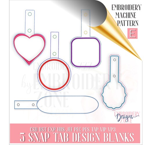 Blank Snap Tab in the Hoop Embroidery Template. Key Fob - Etsy