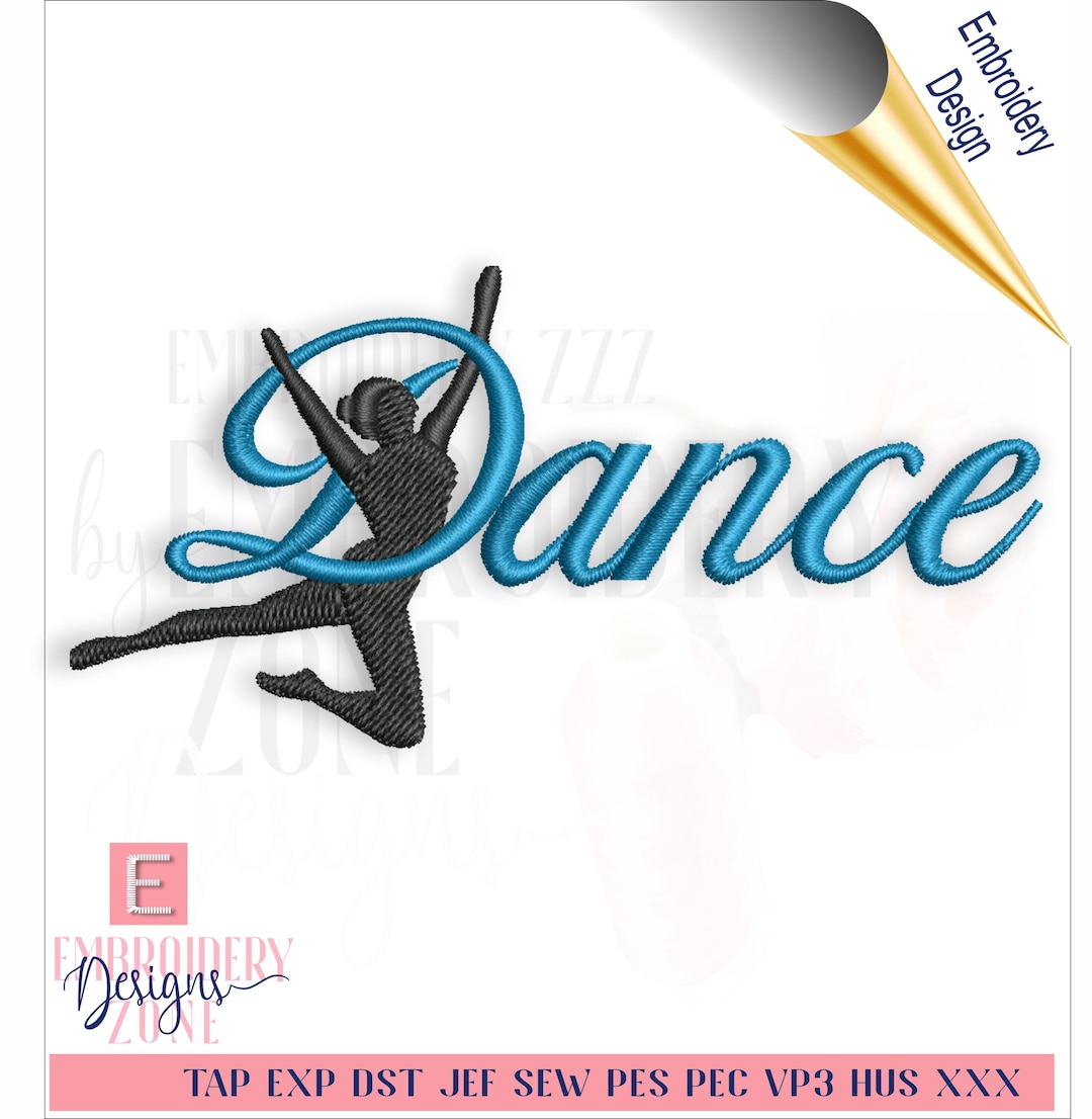 Dance Embroidery Design With Dancer Silhouette – Dance Team or Recital ...
