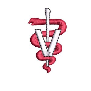 Veterinarian Caduceus Embroidery Design 3 Sizes for Lab Coats, Vet Logo ...