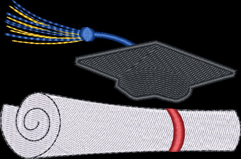 Graduation Cap With Diploma Embroidery Pattern. 2-color Tassel - Etsy