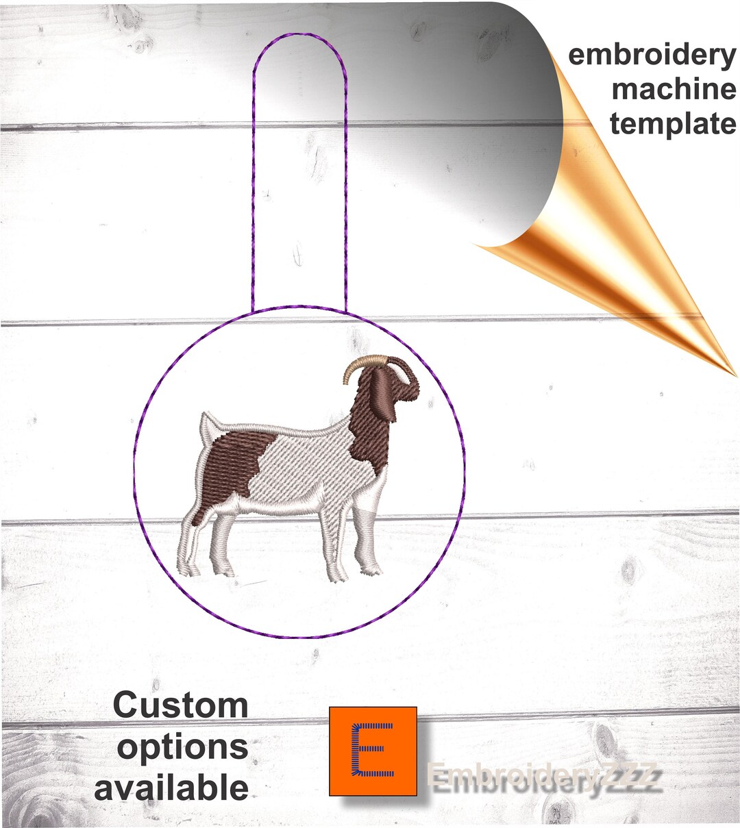 Boer Goat Snap Tab Key Fob in the Hoop Embroidery Pattern Ith - Etsy