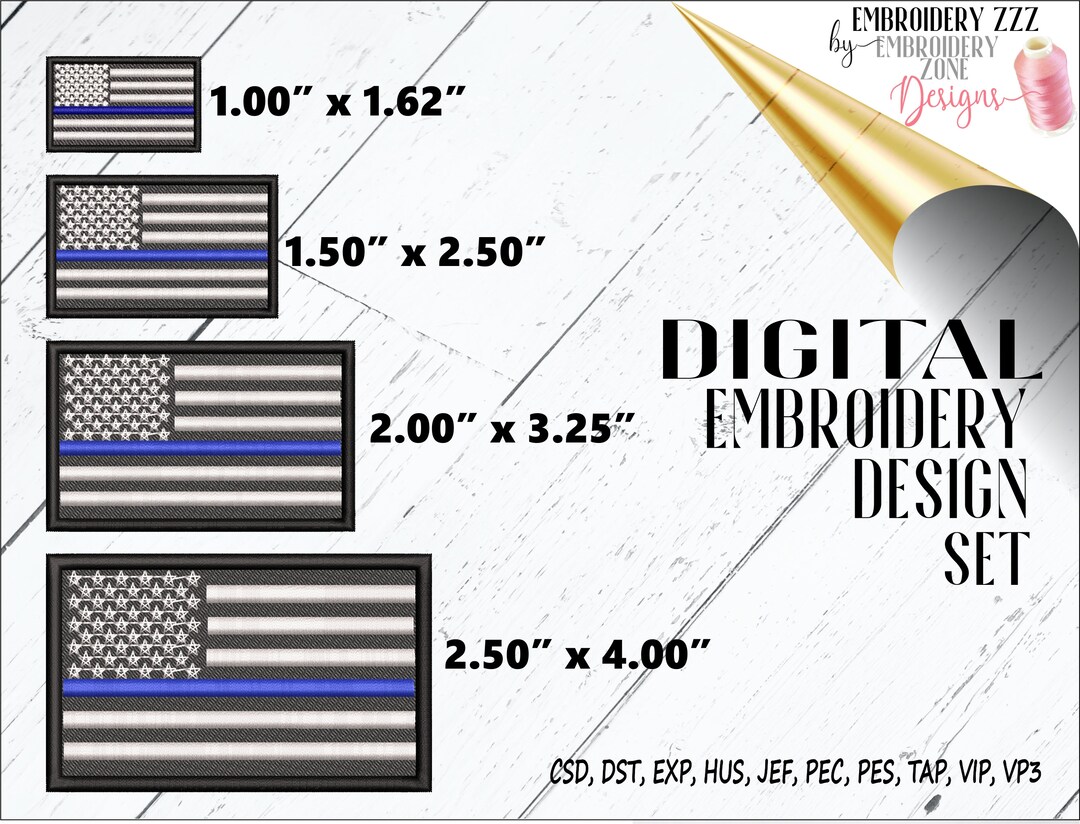 Thin Blue Line Flag Design, Set of 4 Tactical US Flags. Blue Lives ...