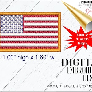 One Inch USA Flag Design for Machine Embroidery. Small American Flag ...