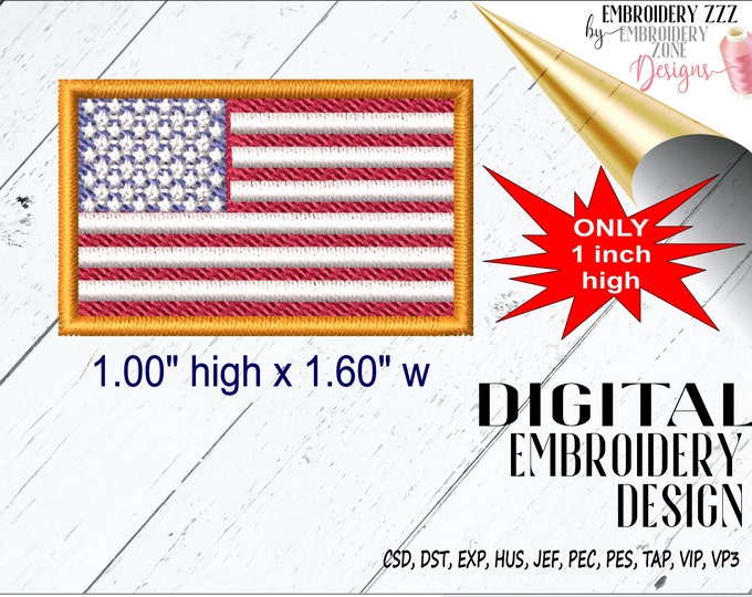 One Inch USA Flag Design for Machine Embroidery. Small - Etsy