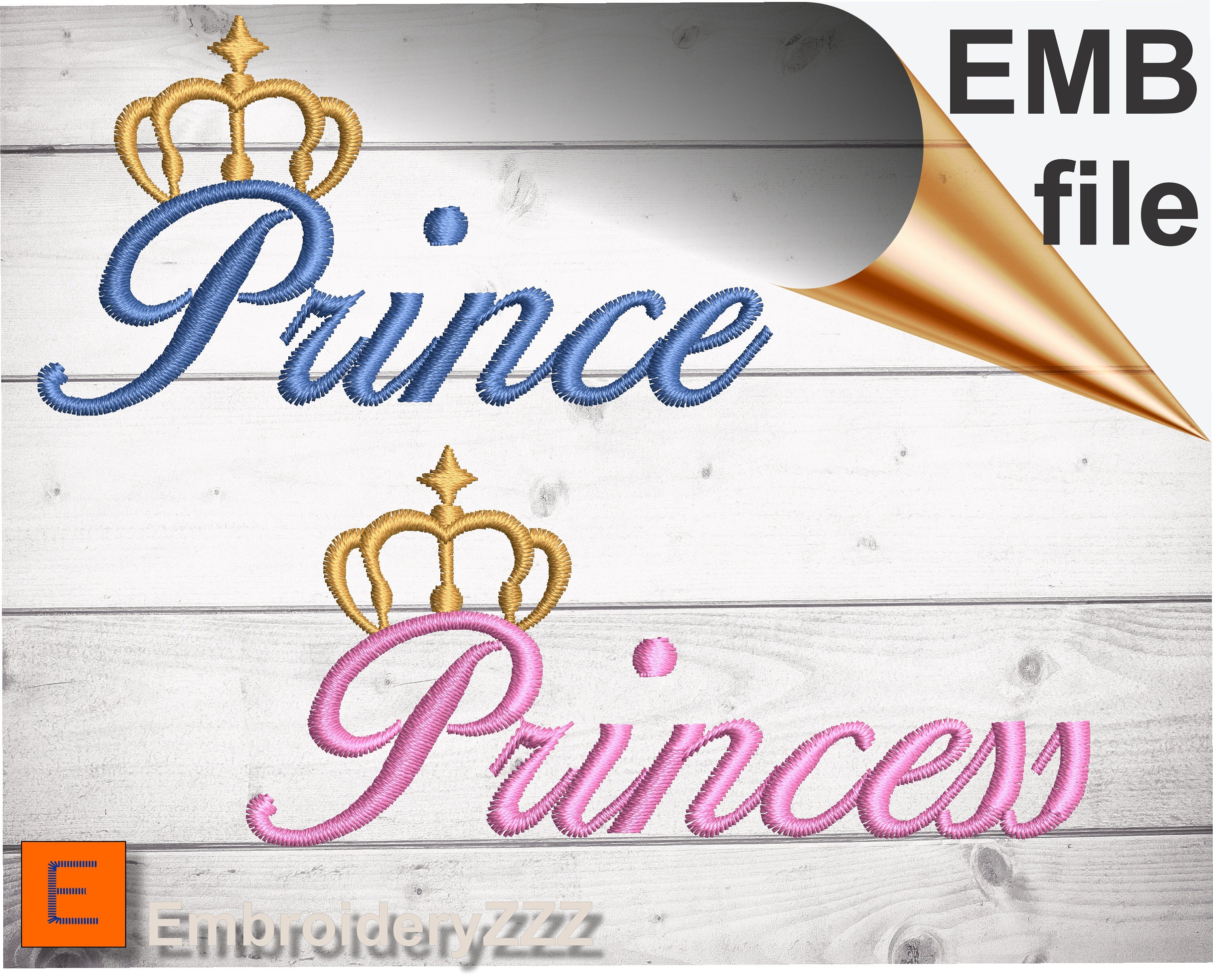 Prince & Princess Embroidery Design File Instant Download. | Etsy