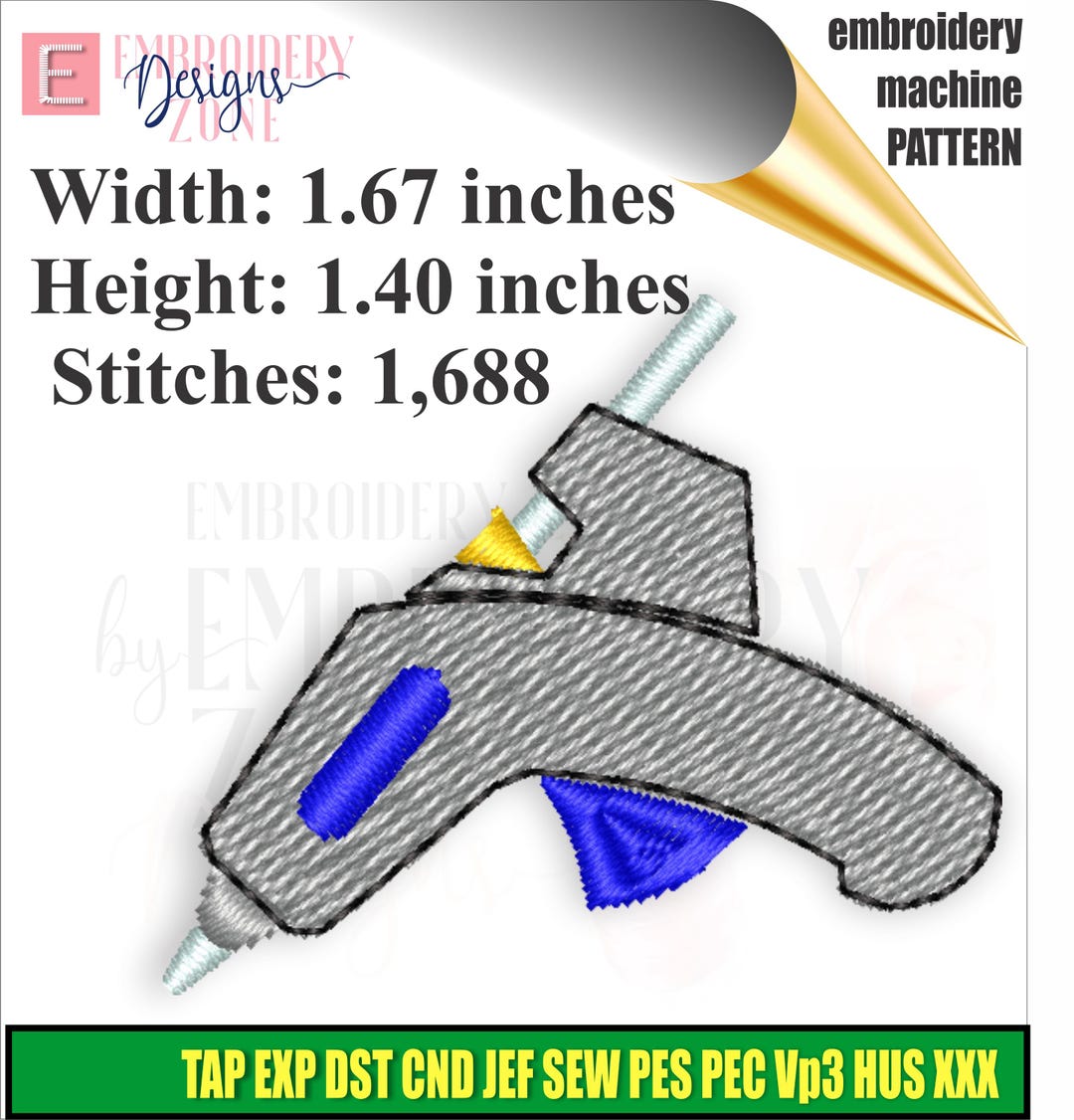 Mini Glue Gun Embroidery Design File.craft Tool Clipart Template.hot ...