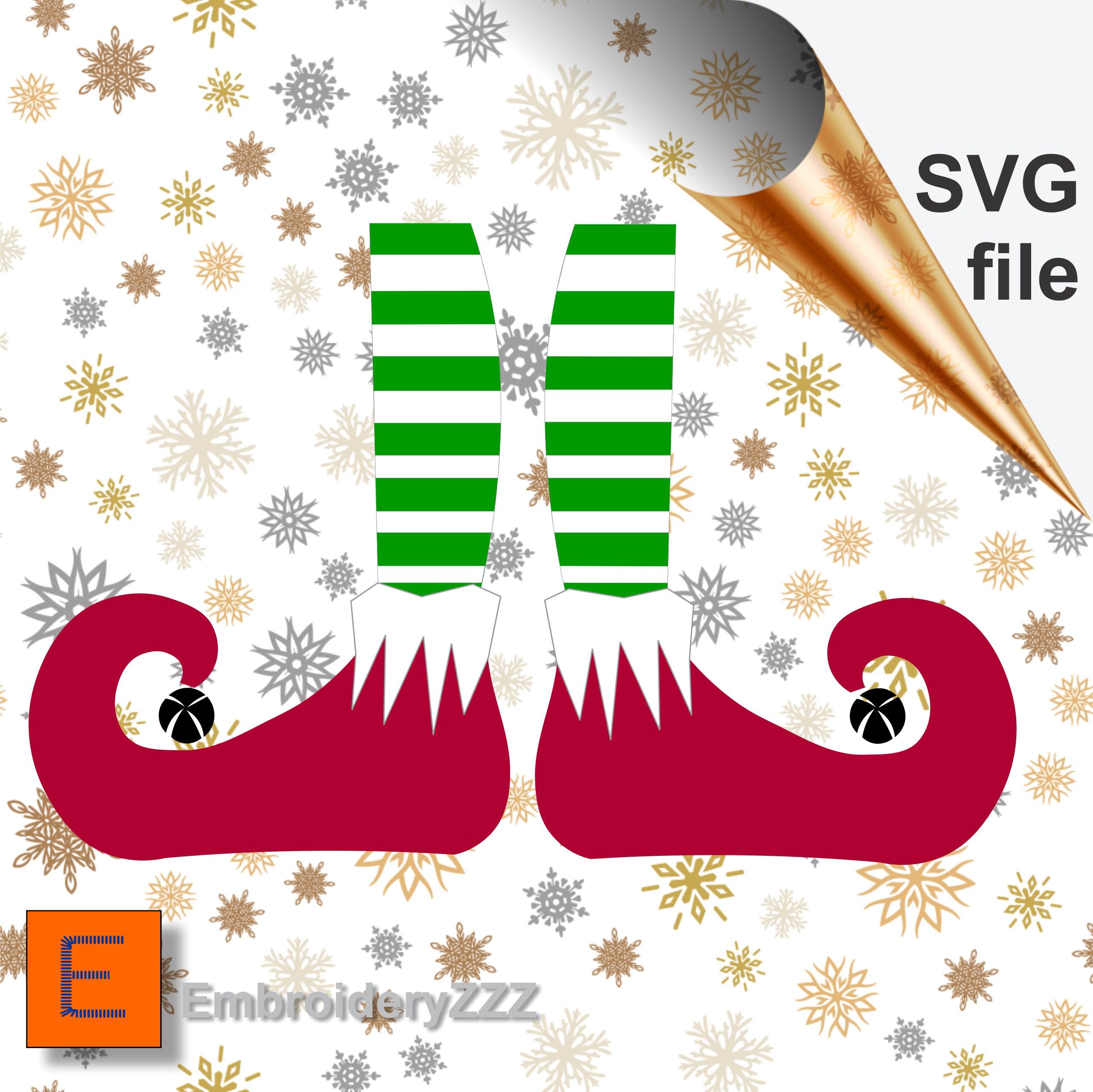 Christmas elf svg elf shoes with bells cuttable file elf cut | Etsy