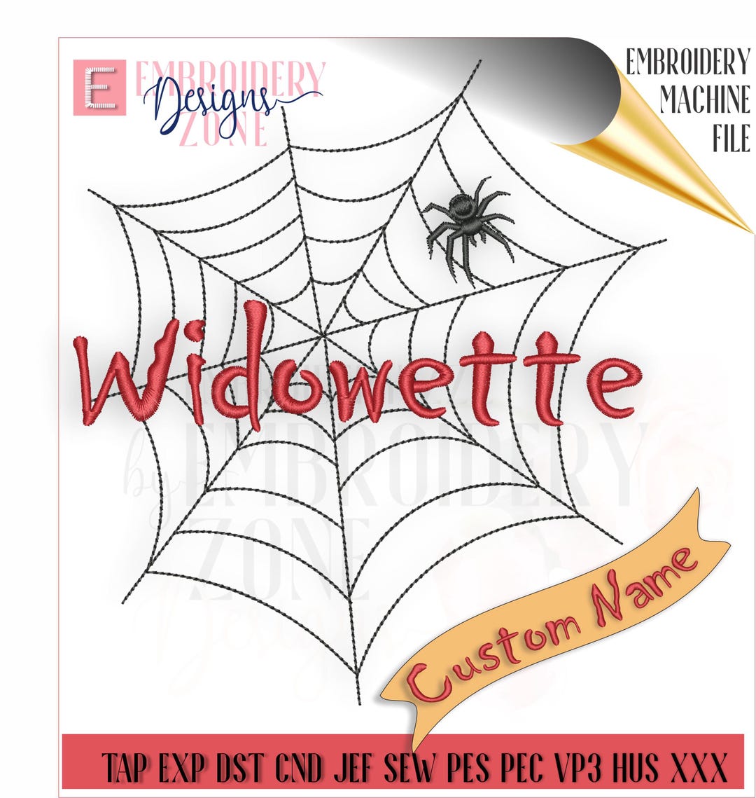 Custom Spiderweb Name Monogram Embroidery Design, Personalized ...
