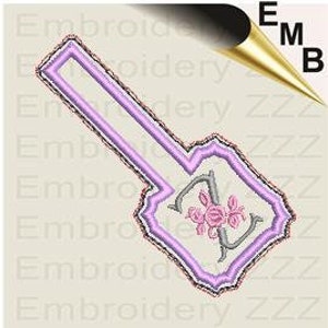 Monogram ITH Full Embroidery Alphabet A-Z Snap Tab Key Fob. Dst Pes Jef ...