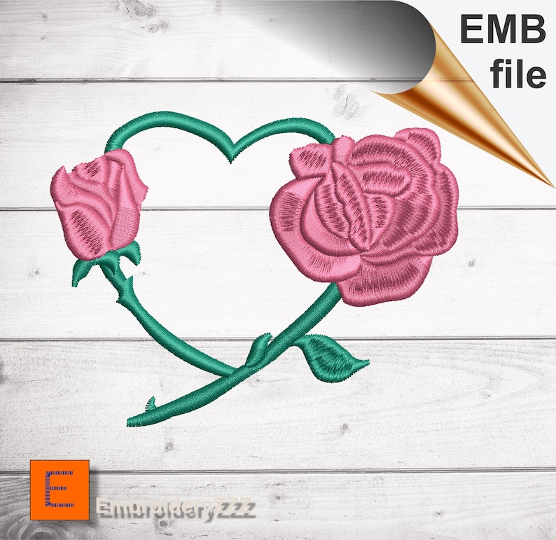 Rose Heart Design for Machine Embroidery. Valentine Monogram - Etsy