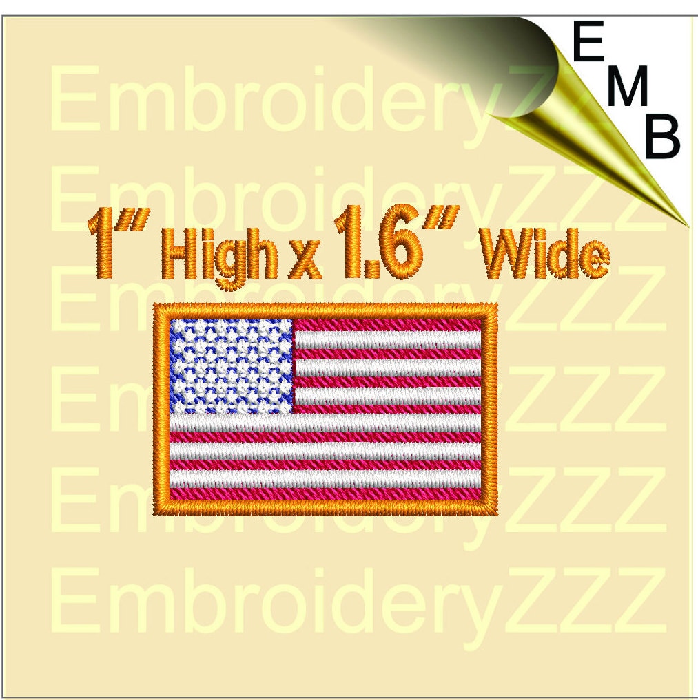 USA Flag Embroidery Design, Small American Flag (1x1.6 Inch) (digital ...