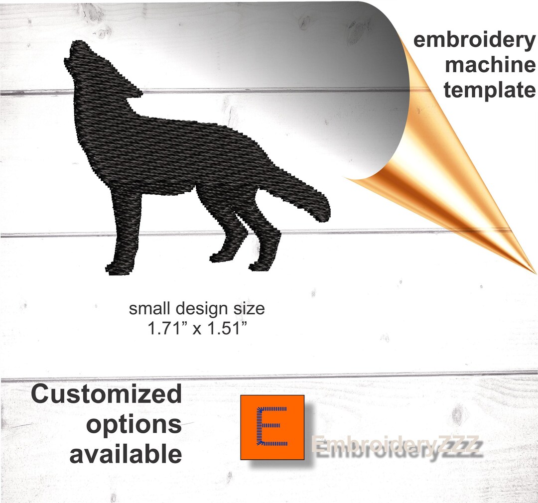 Wolf Embroidery Design File is Small Enough for Caps. Add Your School ...
