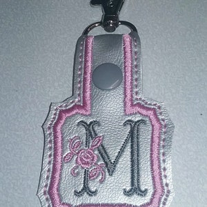 Monogram ITH Full Embroidery Alphabet A-Z Snap Tab Key Fob. Dst Pes Jef ...
