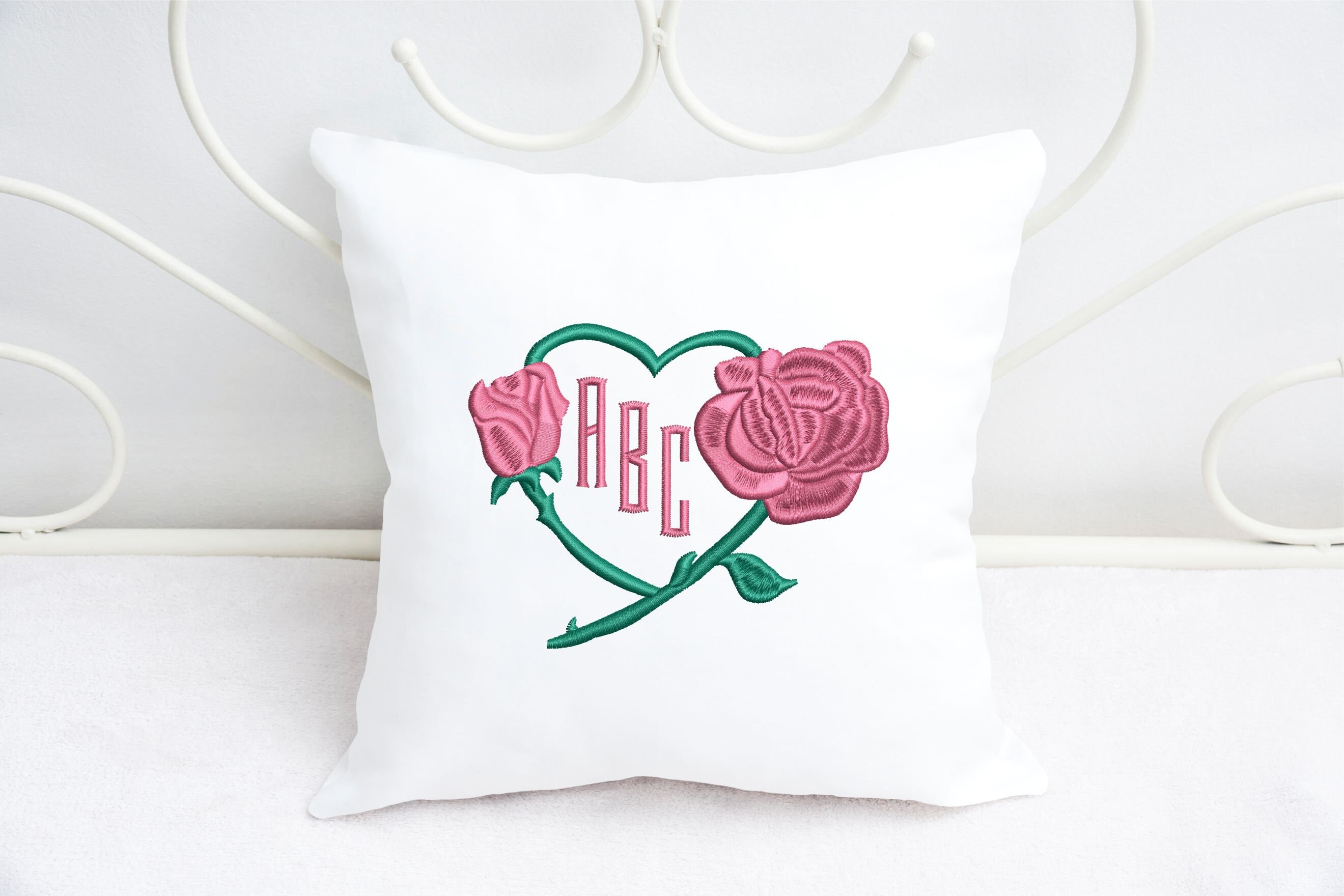 Rose Heart Design for Machine Embroidery. Valentine Monogram - Etsy