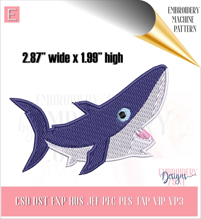 Shark Embroidery File Shark Pes Design Shark Pattern Shark - Etsy