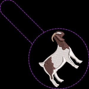 Boer Goat Snap Tab Key Fob in the Hoop Embroidery Pattern, Ith Paint ...