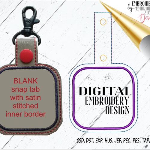 Set of 2 BLANK Key Fob Machine Embroidery Designs Snap Tab in - Etsy