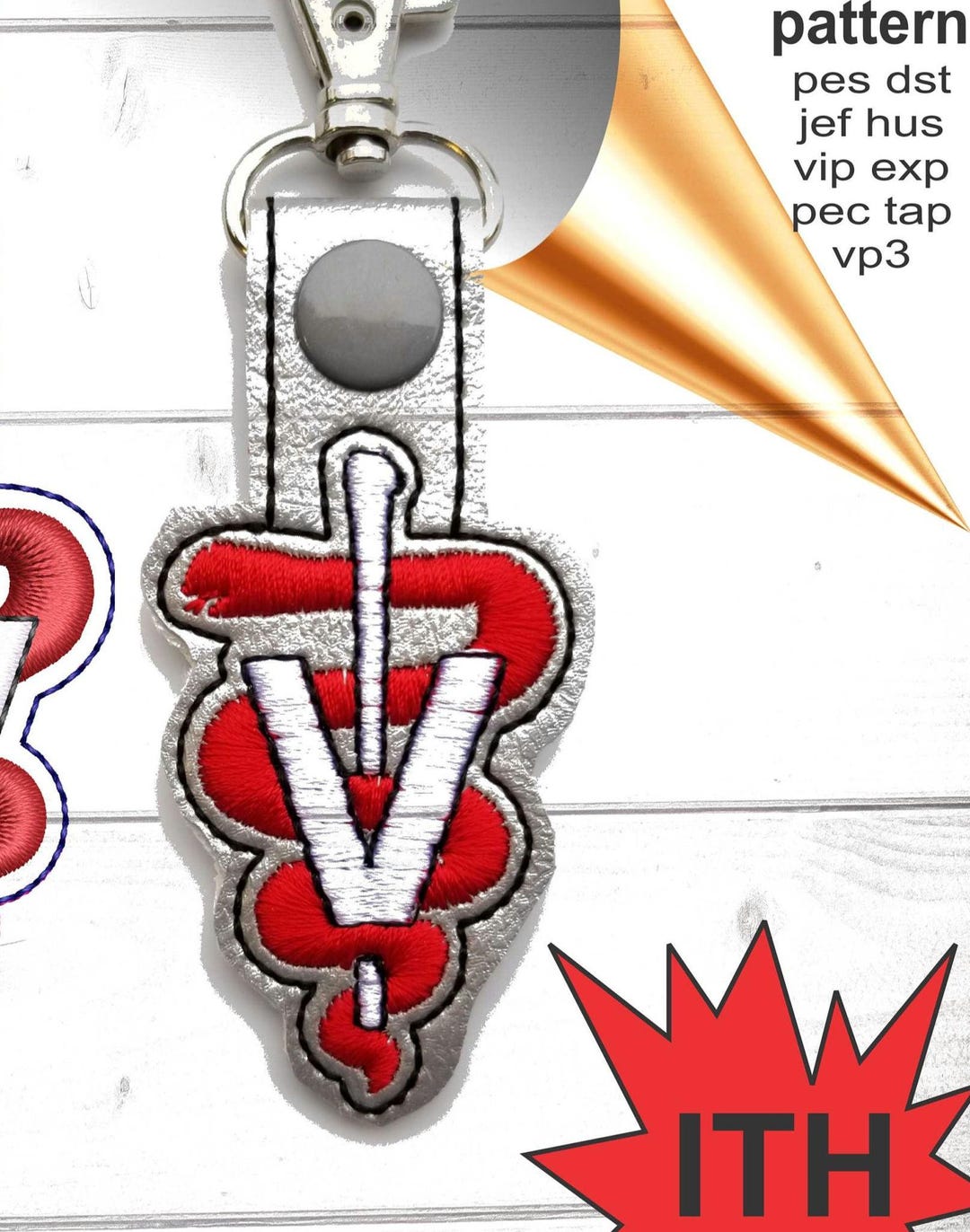 Veterinary Medicine Logo Embroidery Machine File. DVM Snap Tab Pattern ...