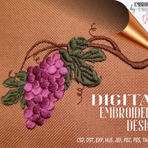 Grapevine Embroidery Design File. Grapes Hanging From a Vine Pattern to ...