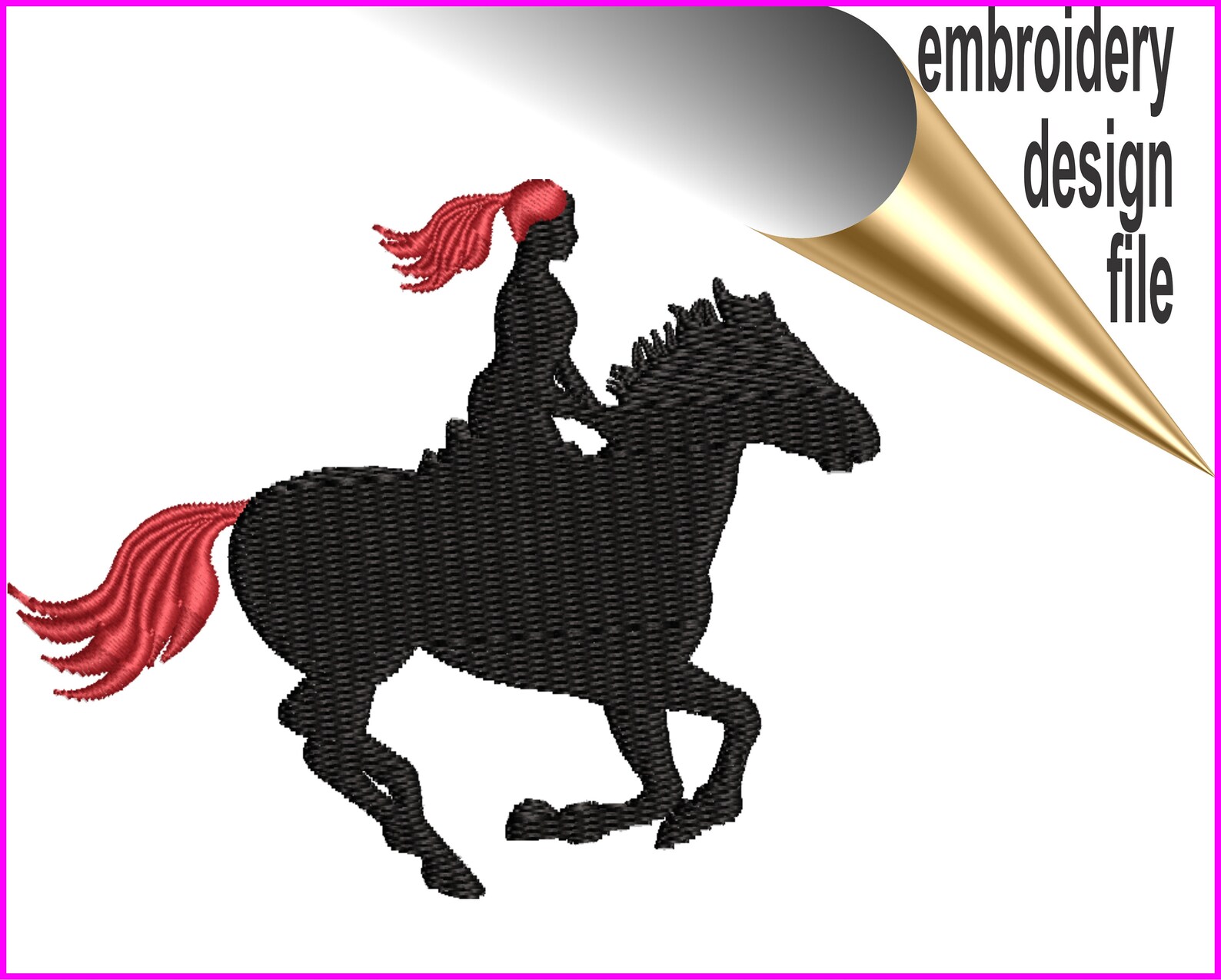 Horse and Rider Machine Embroidery Design File. Equestrian | Etsy