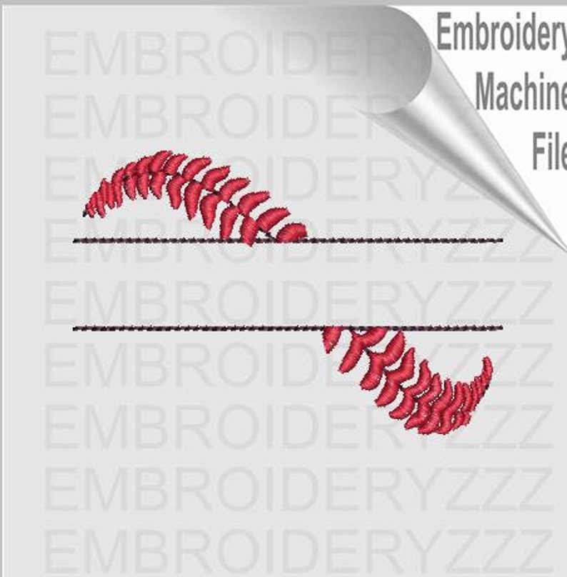 Baseball Red Stitching Lines Embroidery Pattern Blank Name - Etsy
