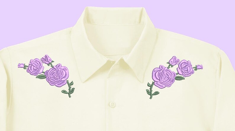 Roses Machine Embroidery Design for Western Shirt. Back and - Etsy