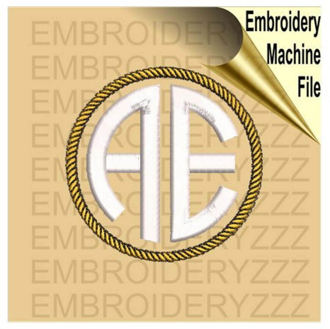 Rope Monogram Embroidery Design File. Circle Border Frame - Etsy