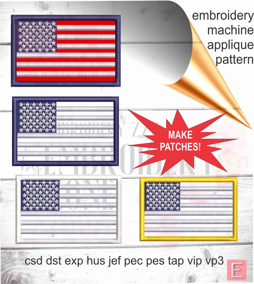 Applique ITH USA Machine Embroidery Flag Patch Making Realistic Stars ...