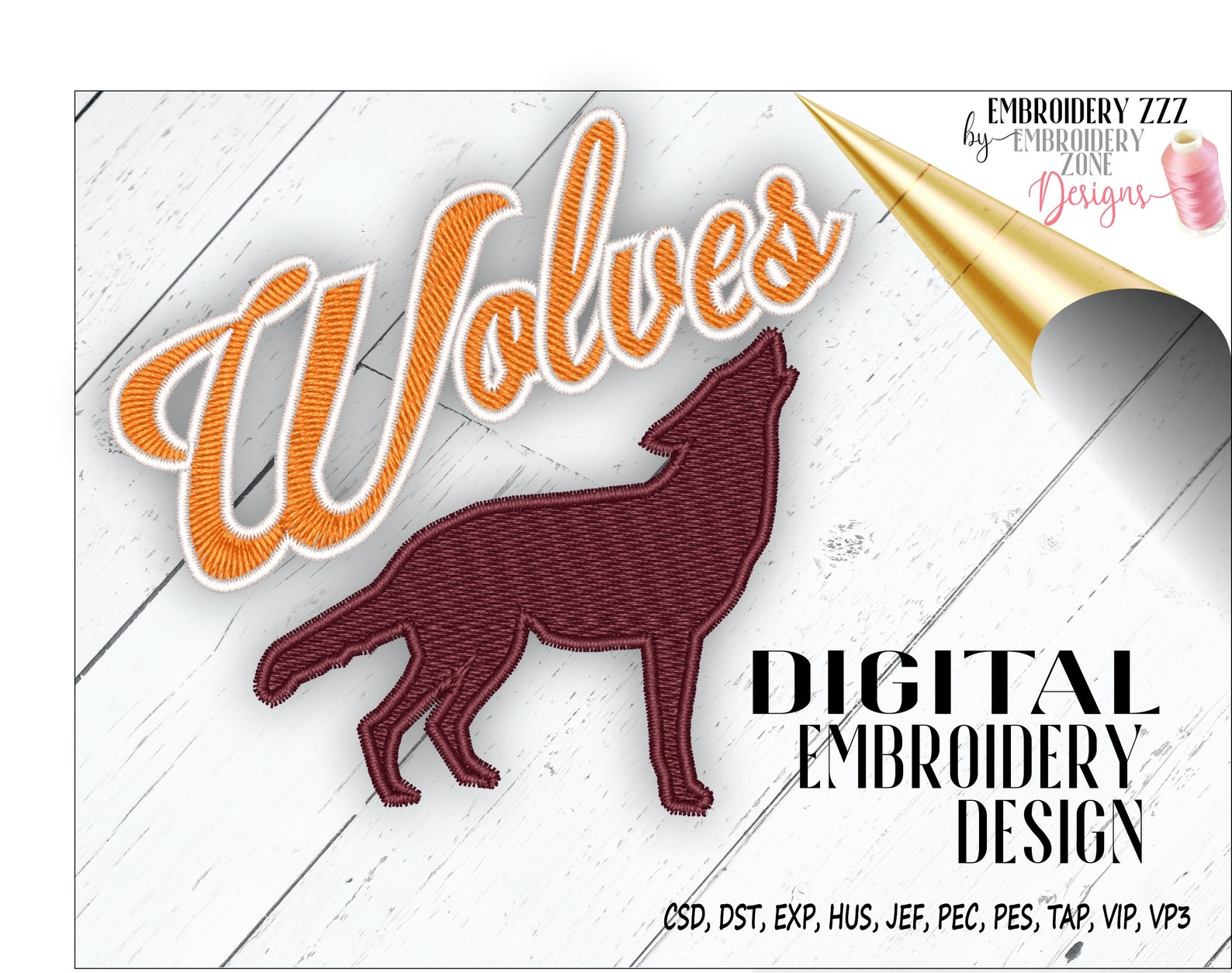 Wolves Mascot School Logo Embroidery Design. Template to - Etsy