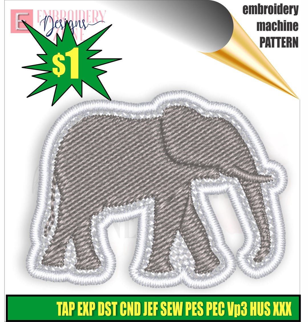 Mini Free Standing Lace Embroidery Design File. FSL Elephant Clipart ...