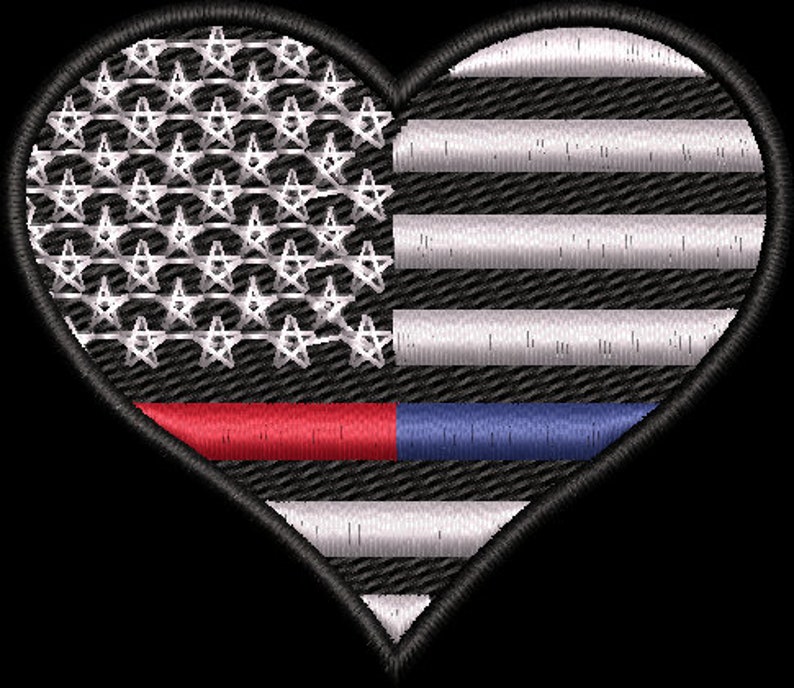 Thin Blue Line Heart Design. Half Red Half Blue File for - Etsy