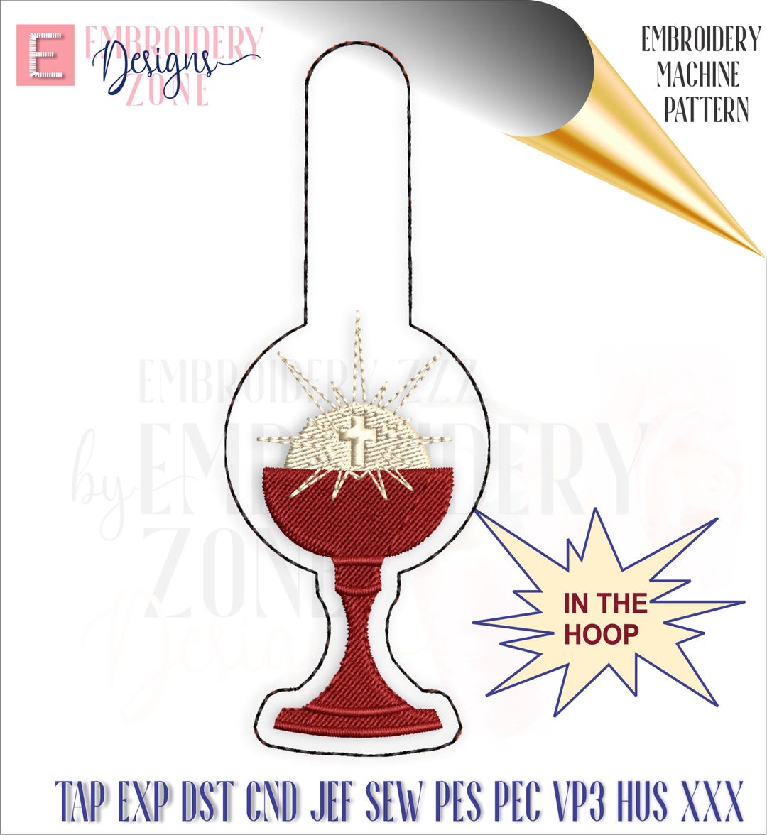 First Communion Key Fob Embroidery Design. in the Hoop Christian Key ...