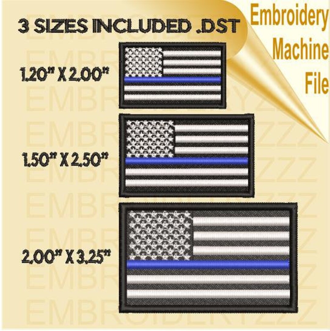 Thin Blue Line Flag Design, Set of 3 Tactical US Flags. Blue Lives ...