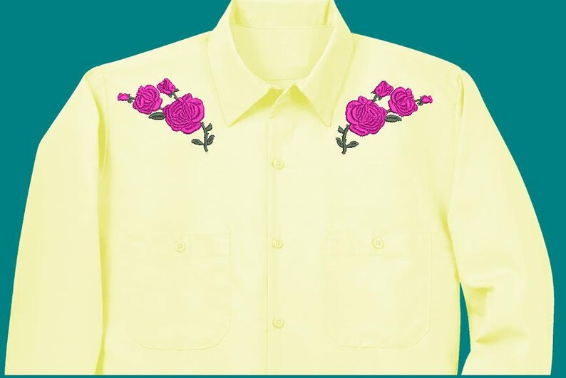 Roses Machine Embroidery Design for Western Shirt. Back and - Etsy