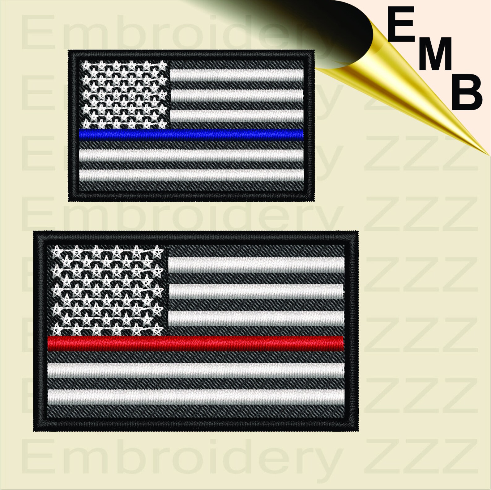 Thin Blue Line Flag Design Set of 3 Tactical US Flags. Blue | Etsy