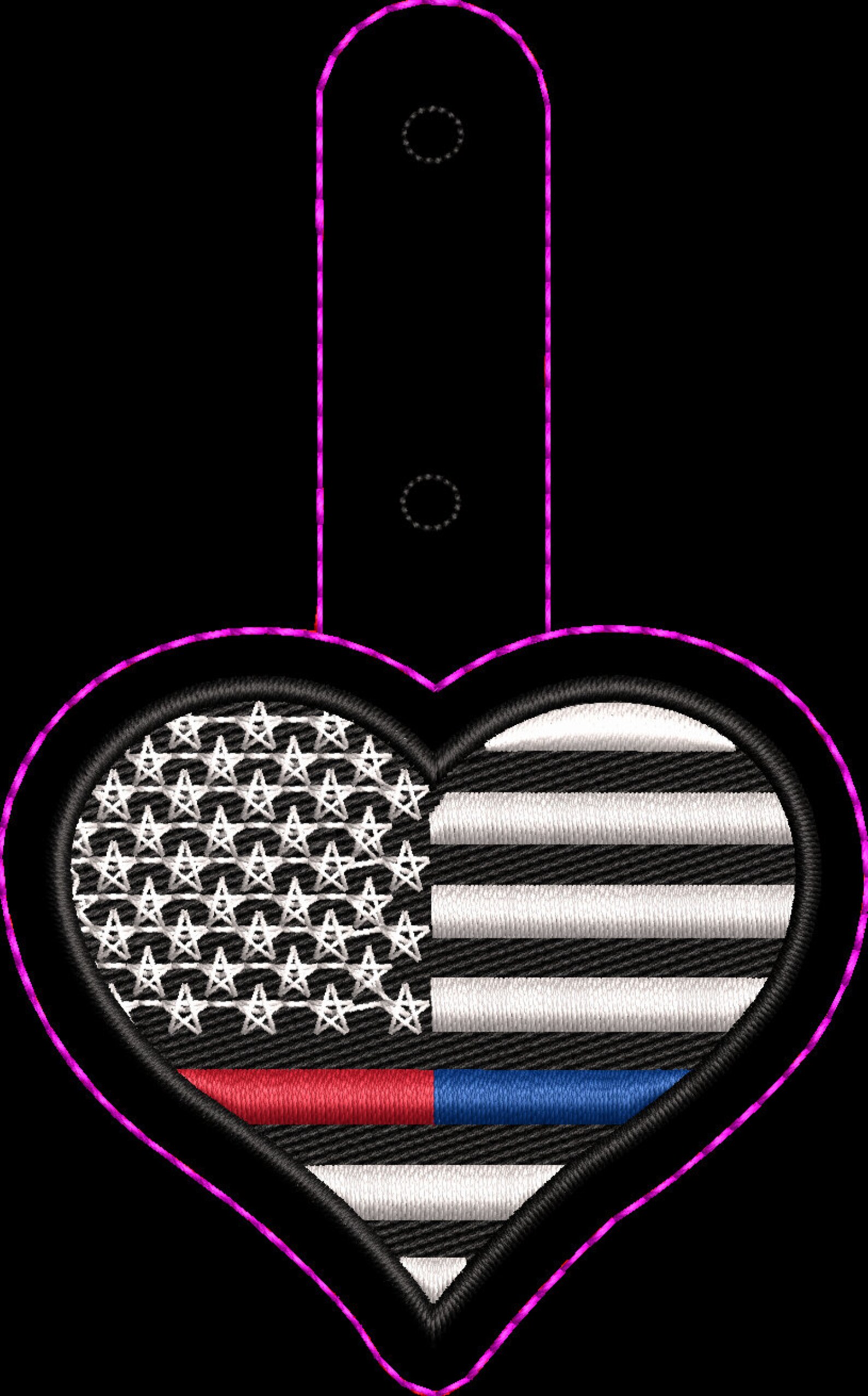 Red Line Blue Line ITH Snap Tab Key Fob Design. Embroidery in the Hoop ...