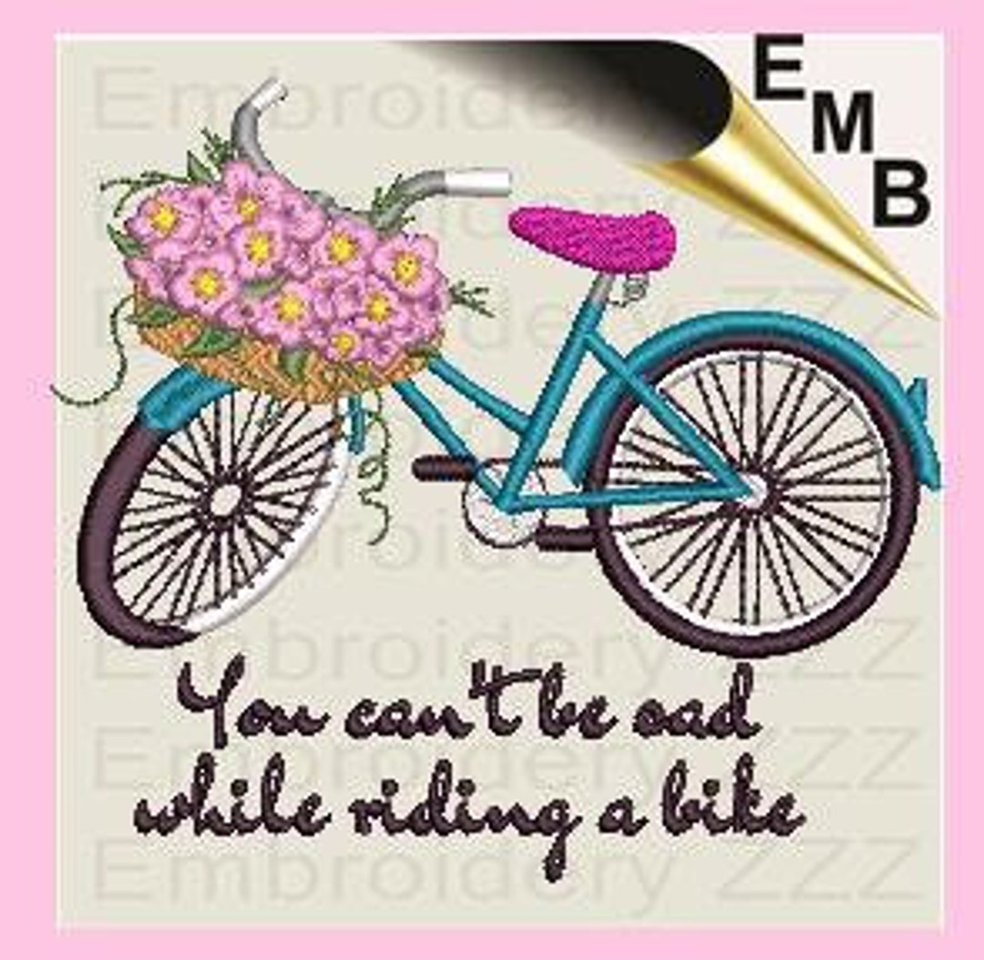 Vintage Bicycle Embroidery Design. Bike With Basket of Flowers - Etsy